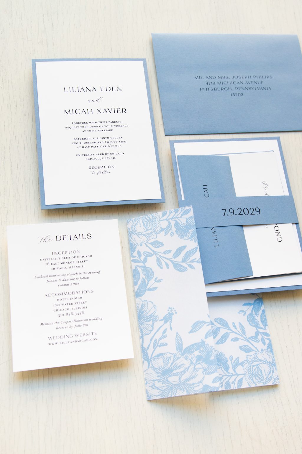 Powder Blue Wedding Invitations | Fields of Plum | Beacon Lane