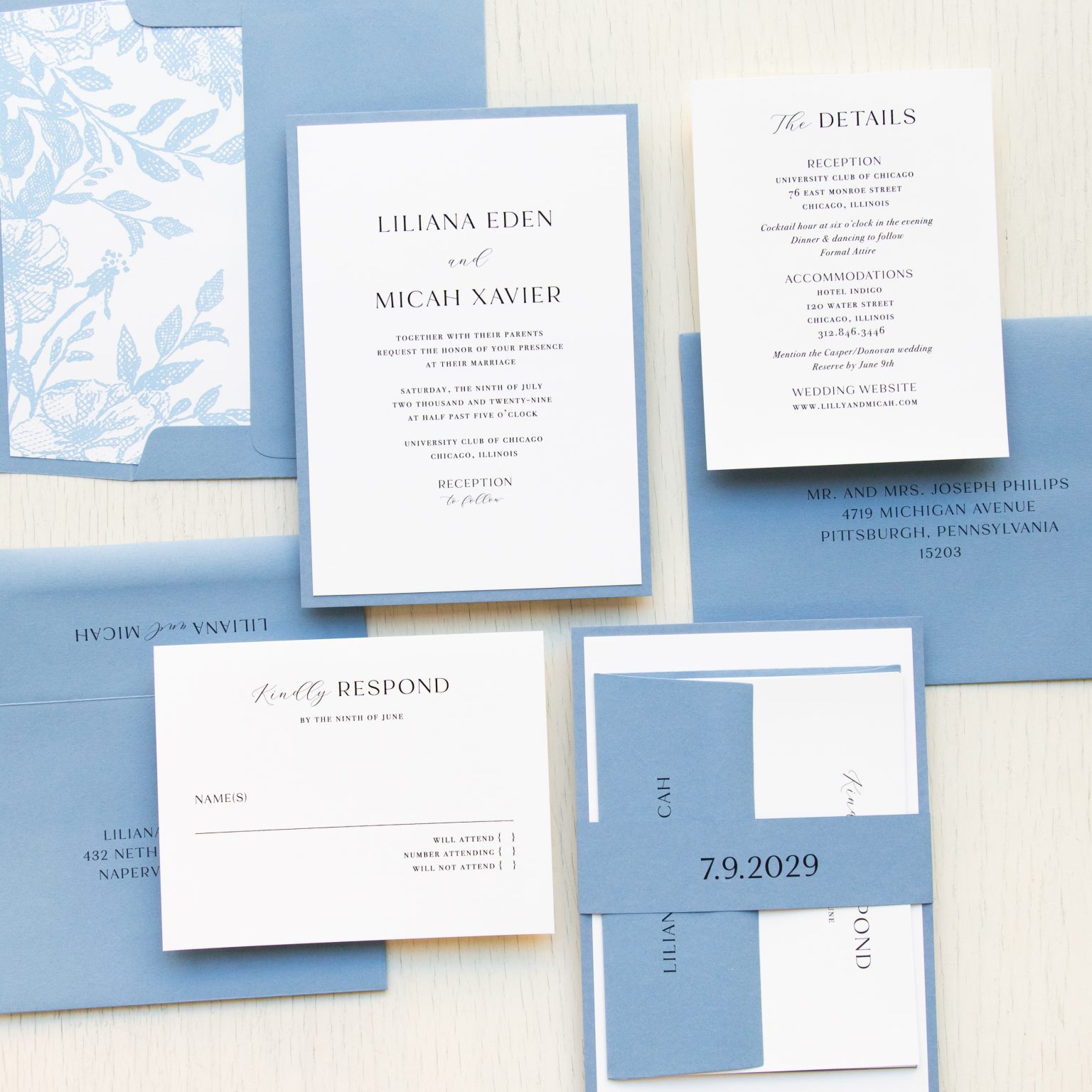 Powder Blue Wedding Invitations | Fields of Plum | Beacon Lane