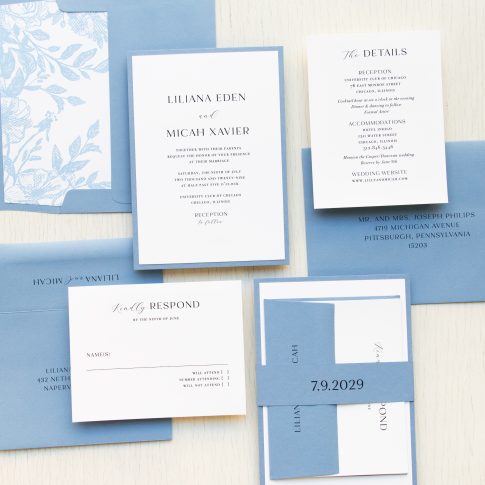Powder Blue Wedding Invitations | Fields of Plum | Beacon Lane