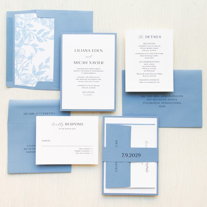 Powder Blue Wedding Invitations | Fields of Plum | Beacon Lane